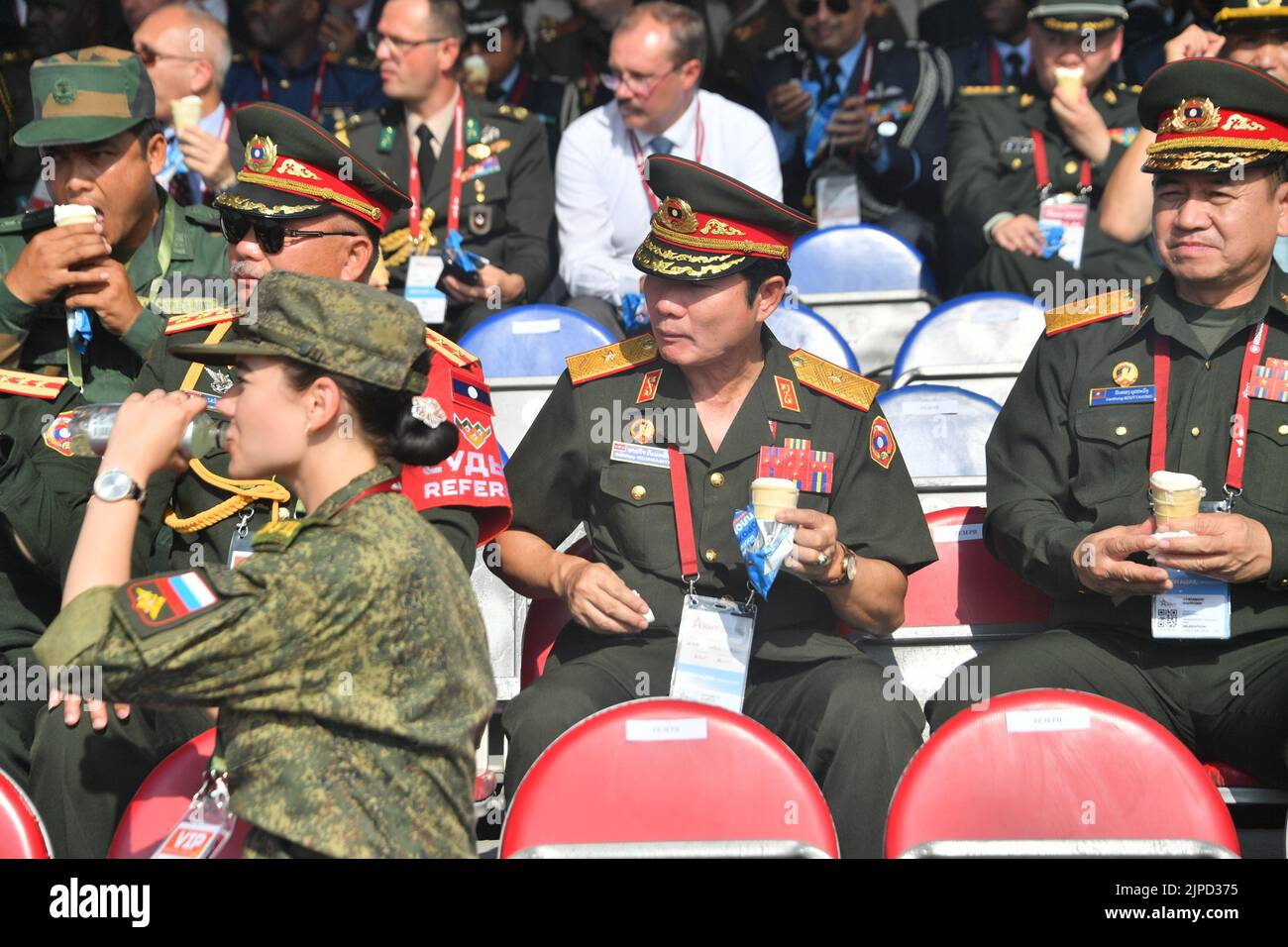 Moscow region. Visitors at opening of the international military and ...