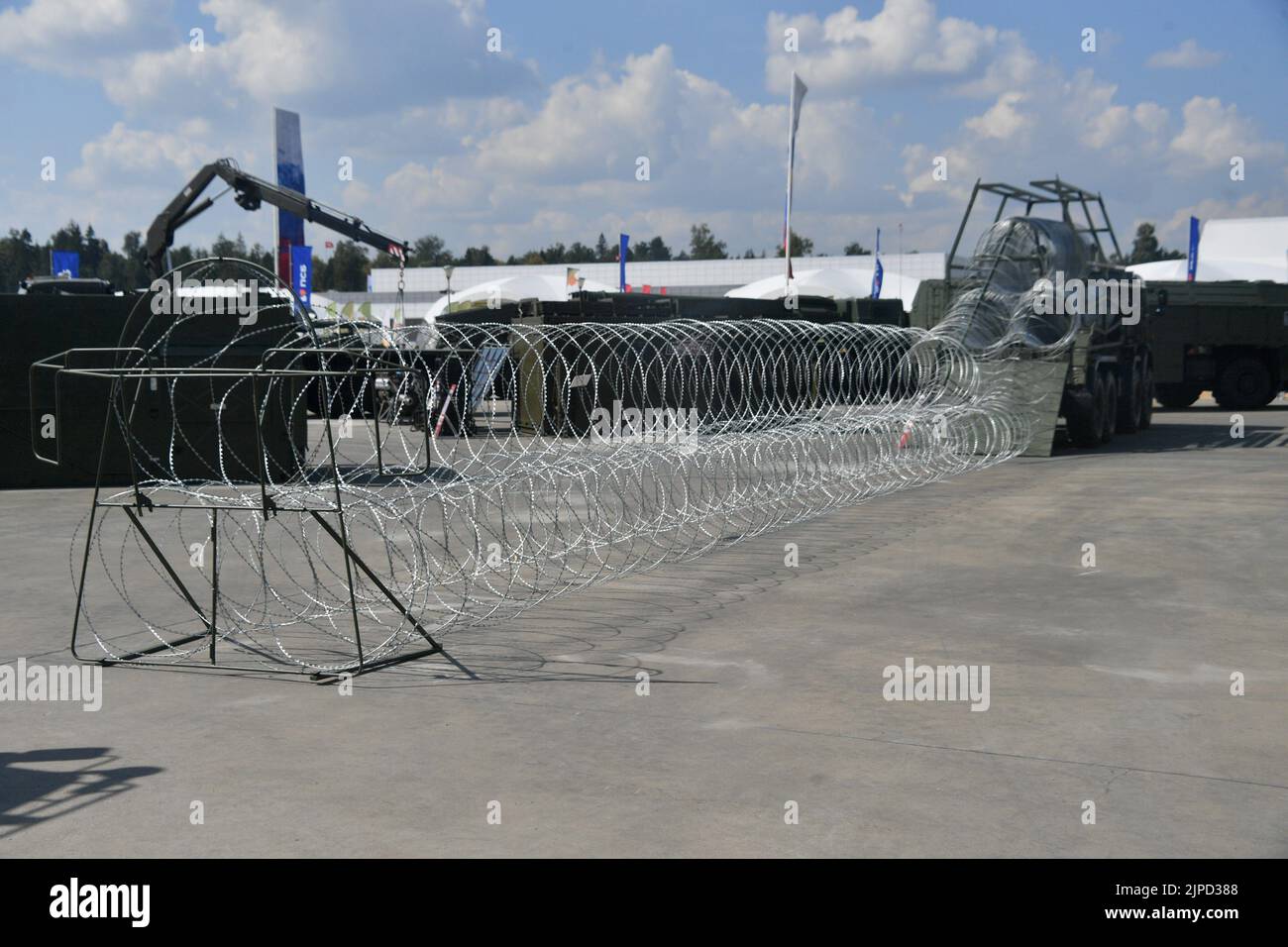 Moscow region. A barbed wire at opening of the international military ...