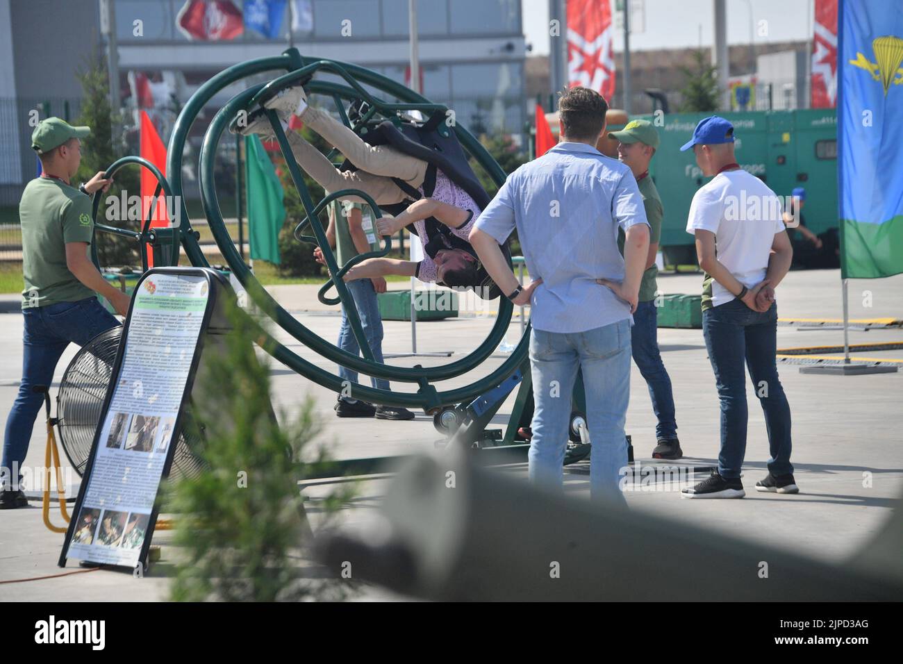 Moscow region. The man in a gyroscope at opening of the international ...