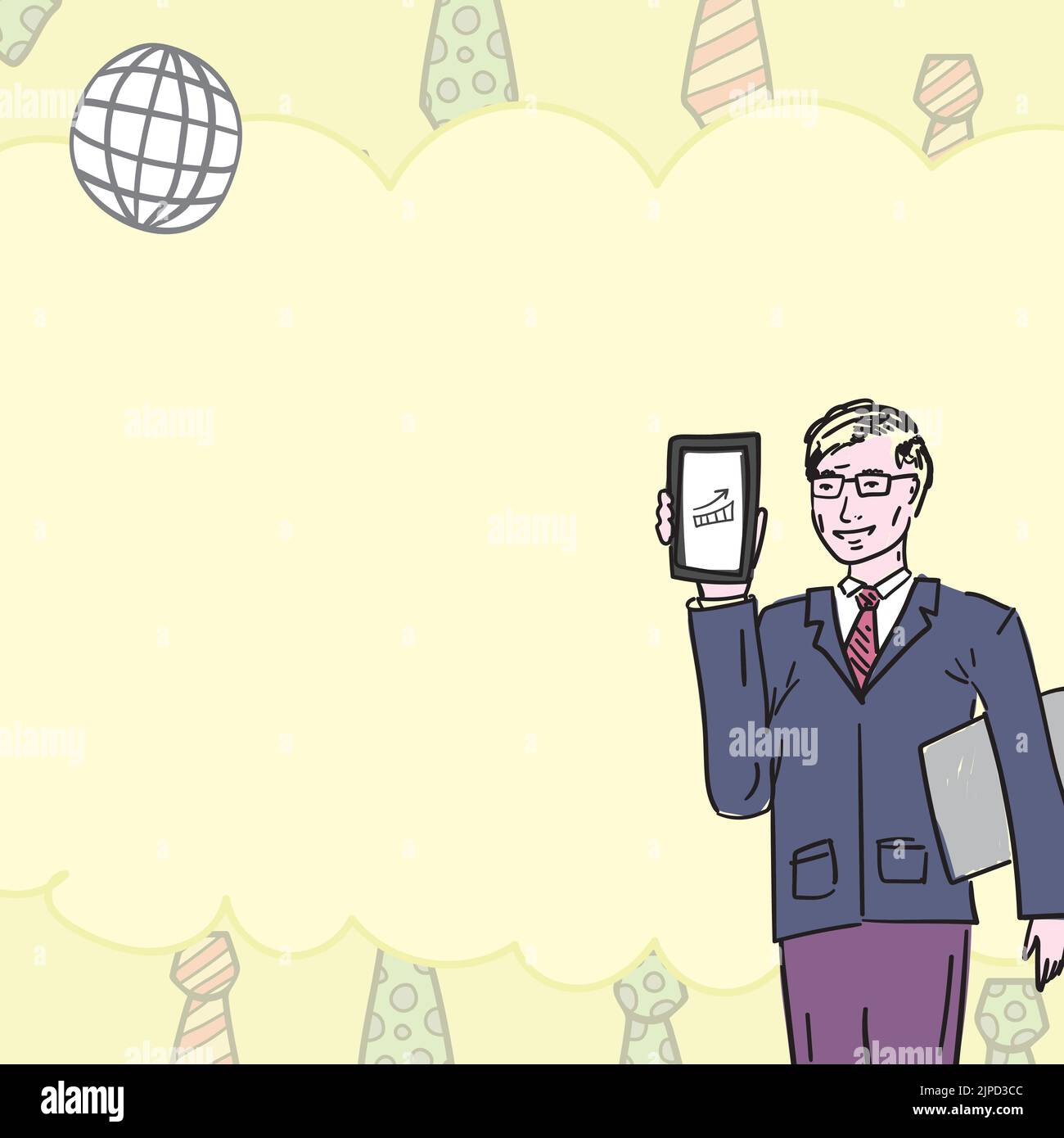 Businessman In Office Uniform Holding Phone Presenting New Ideas Stock ...