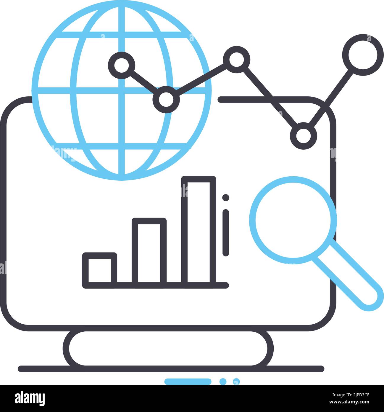 global market analysis line icon, outline symbol, vector illustration ...