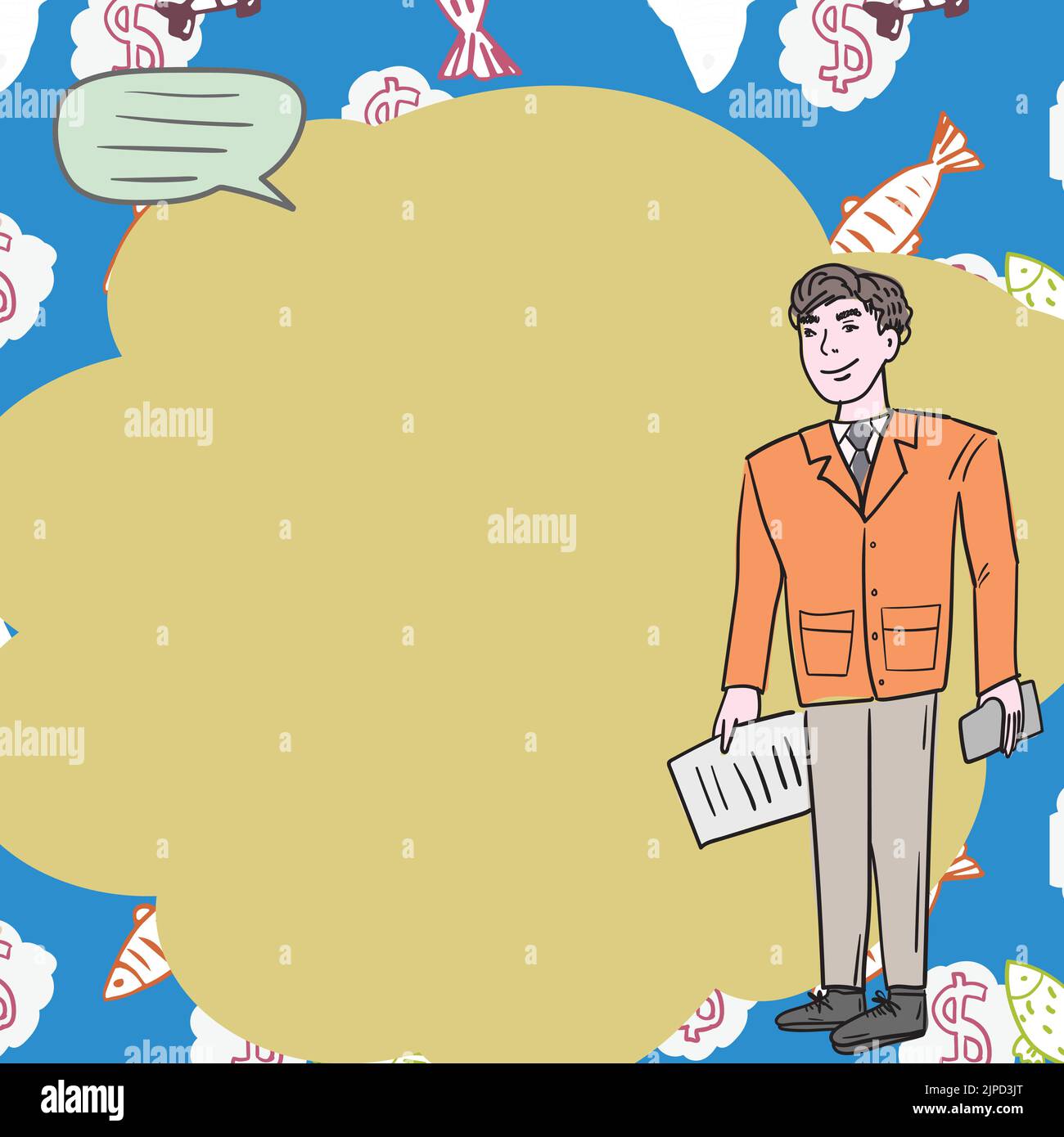 Executive In Uniform Holding Phone And Checktable Text Space Background ...