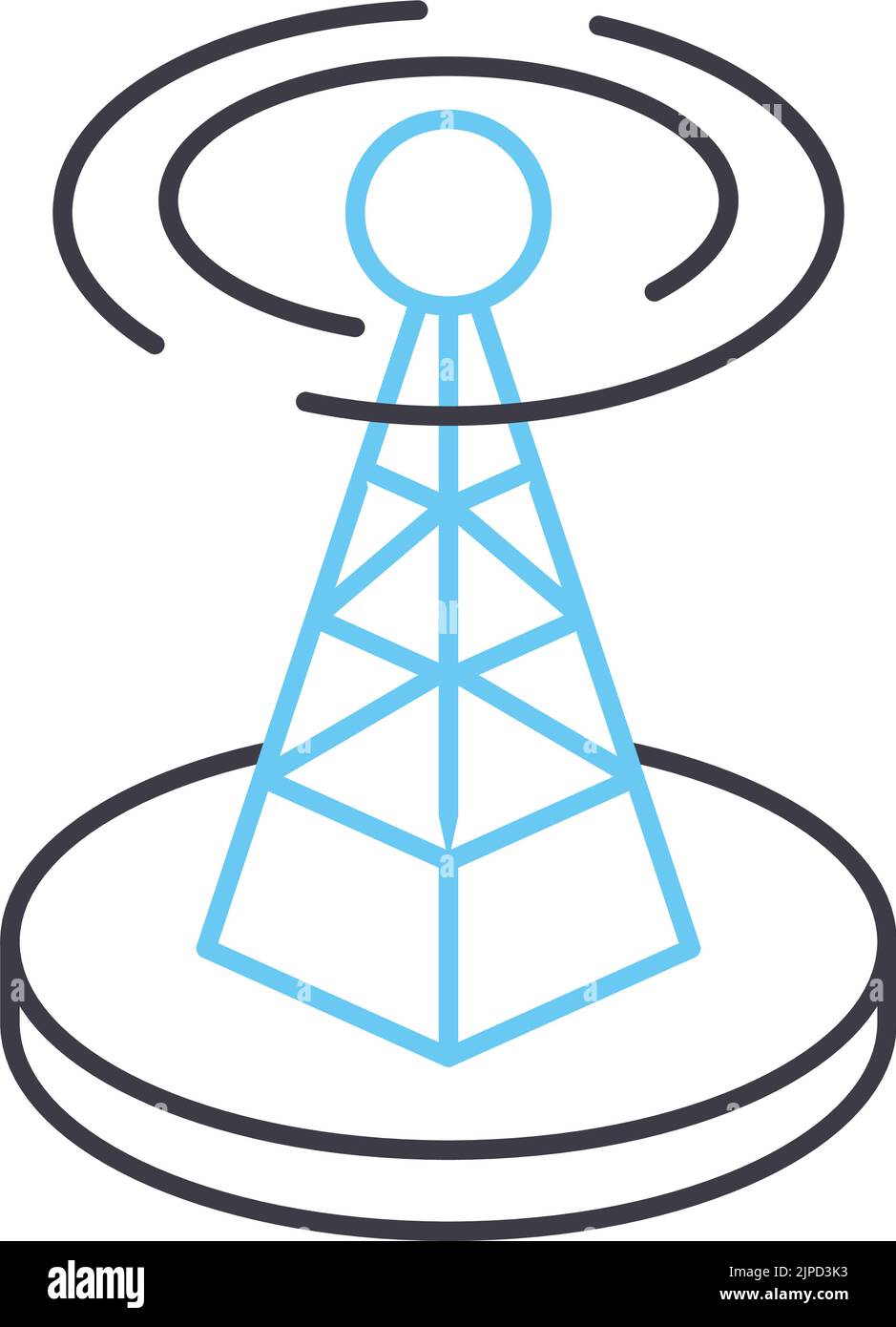 wireless antenna line icon, outline symbol, vector illustration ...