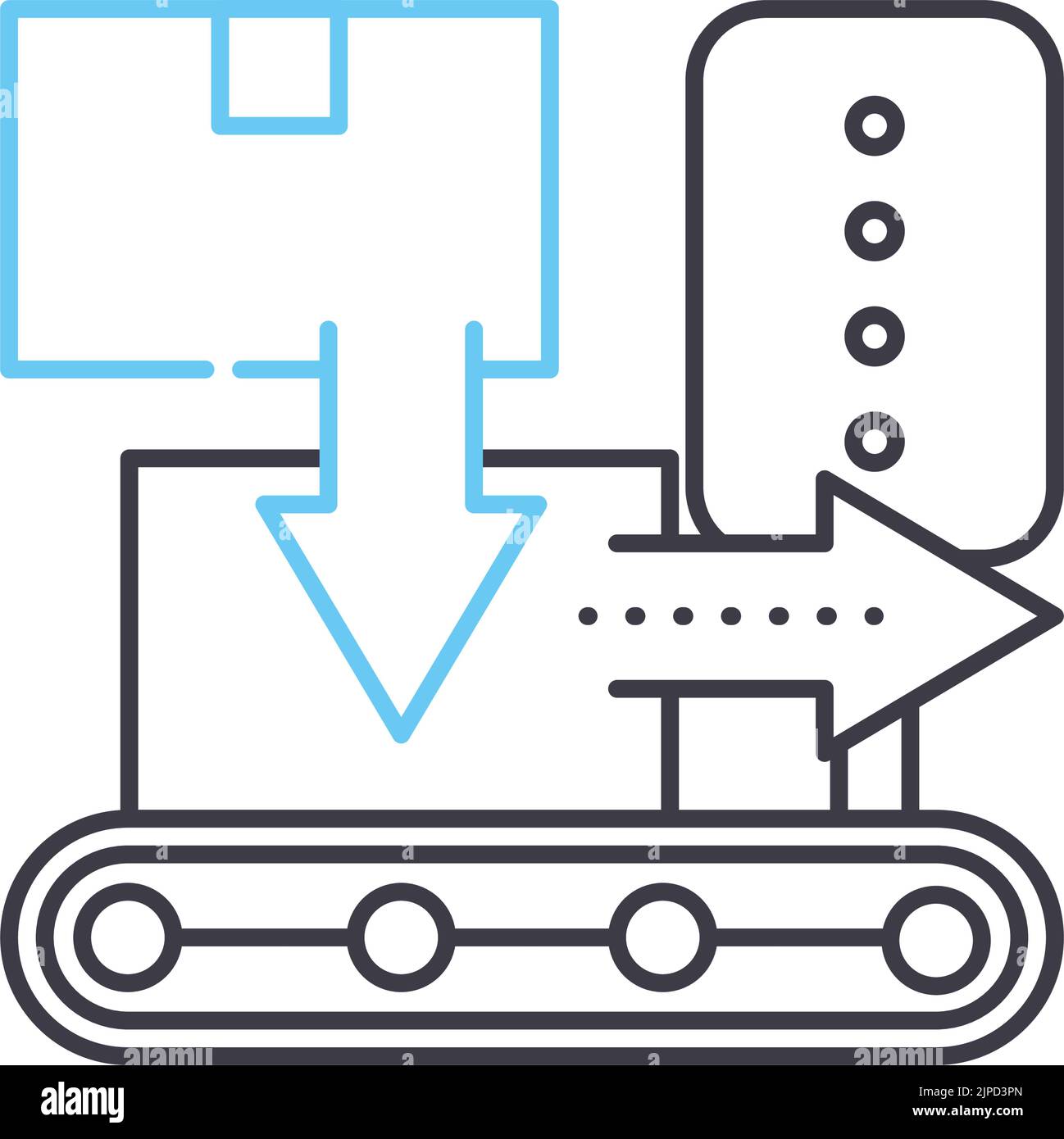 production process line icon, outline symbol, vector illustration ...