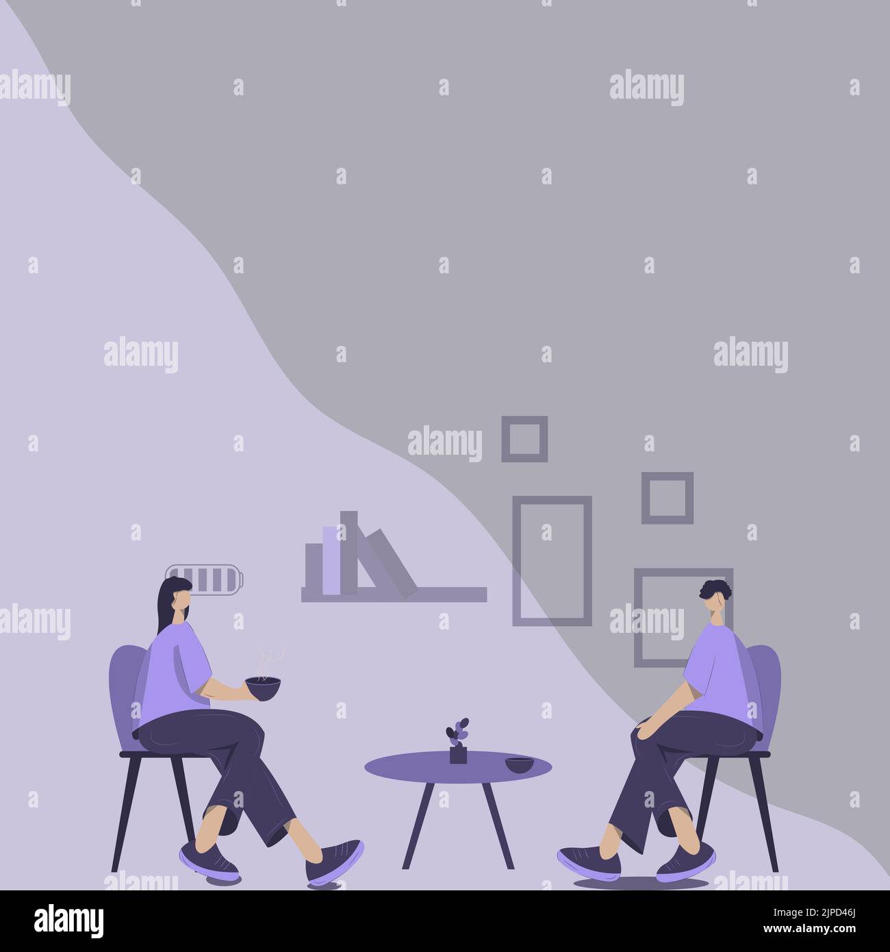 Two Colleagues Illustration Having Relaxed Conversations Stock Vector ...