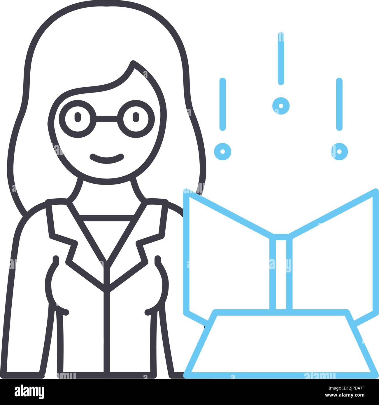 teaching teacher line icon, outline symbol, vector illustration ...