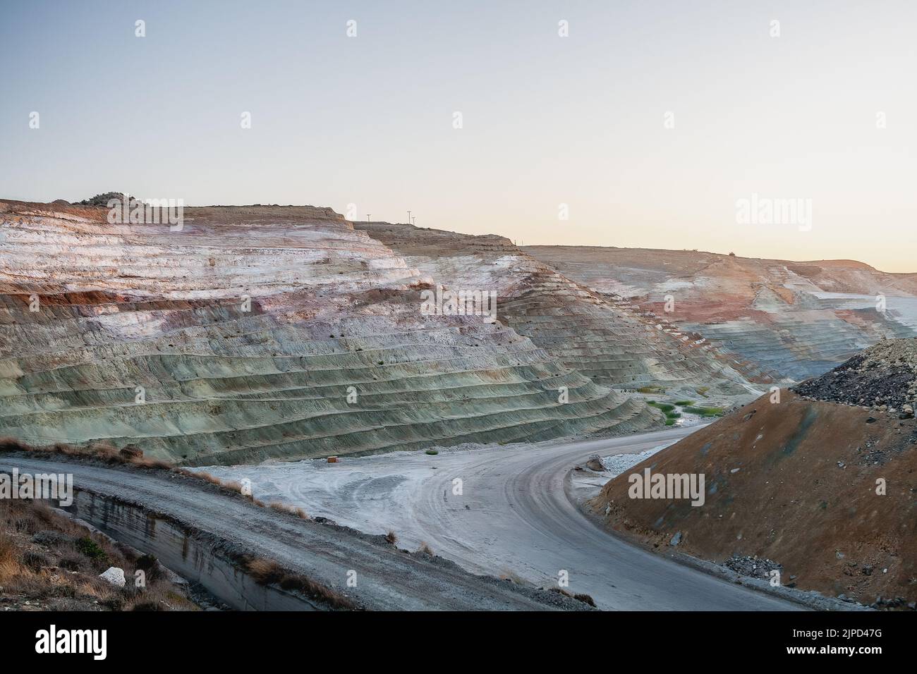 Mining site in the middle of Milos Island, Cyclades, Greece Stock Photo ...