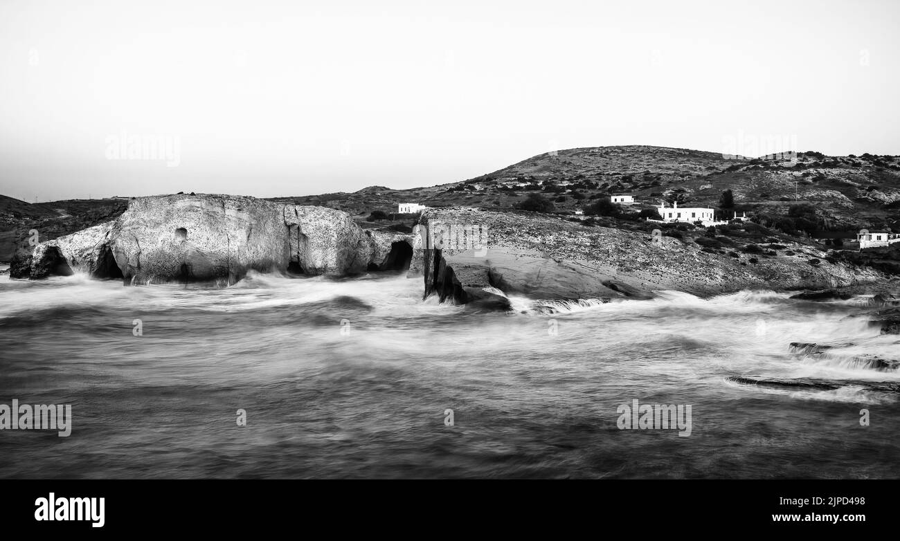 Windy sunset in Milos Island, Cyclades, Greece Stock Photo - Alamy