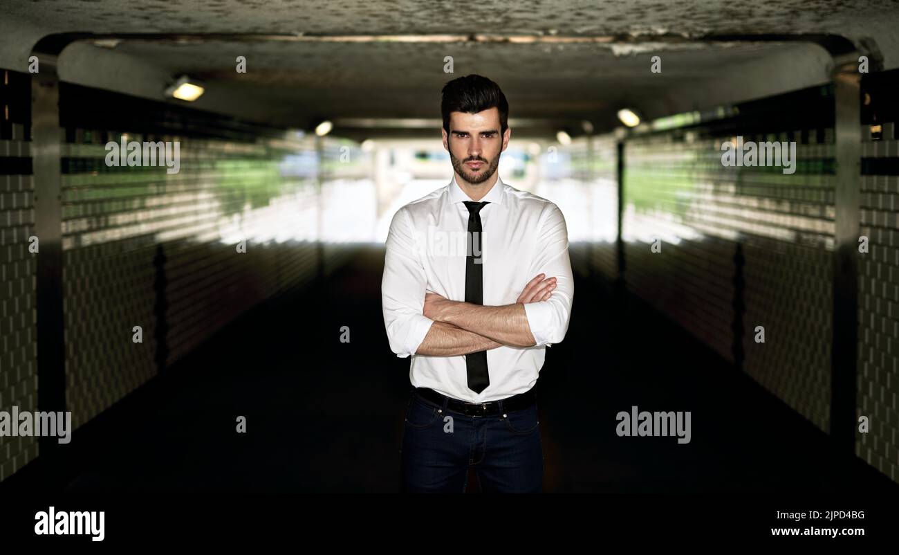 man, businessman, arms crossed, underpass, guy, men, boss, businessmen ...