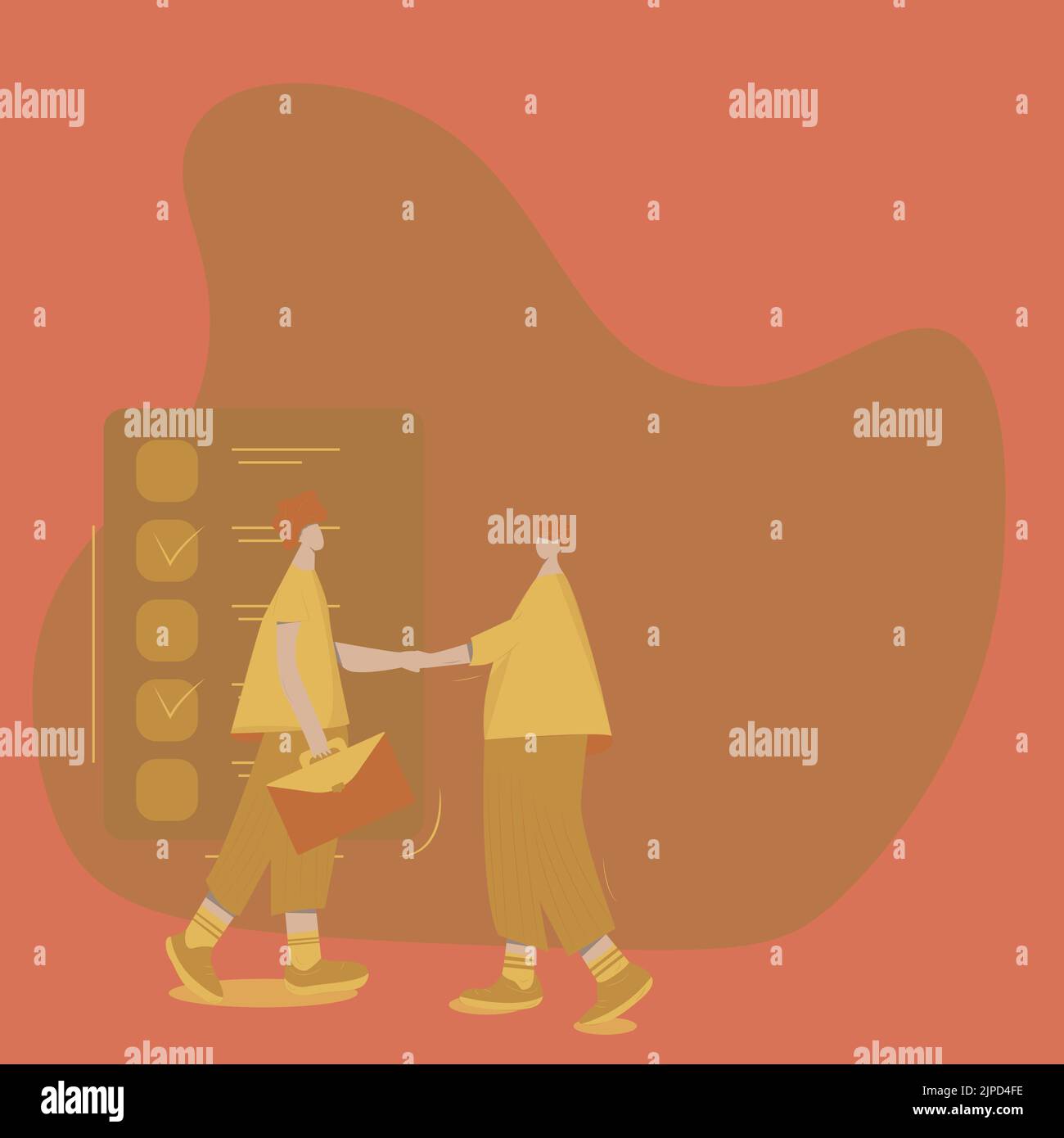 Two Men Drawing With Paper Background Shake Hands Presenting Agreement ...