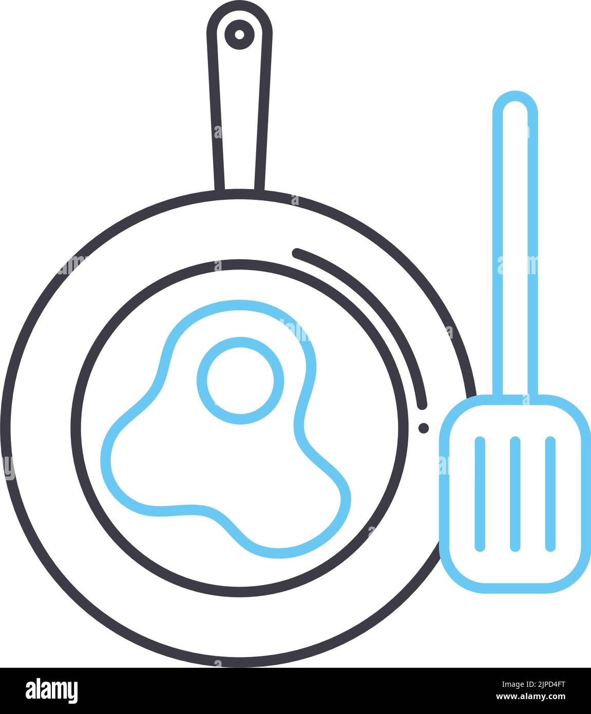 spade of frying pan line icon, outline symbol, vector illustration ...