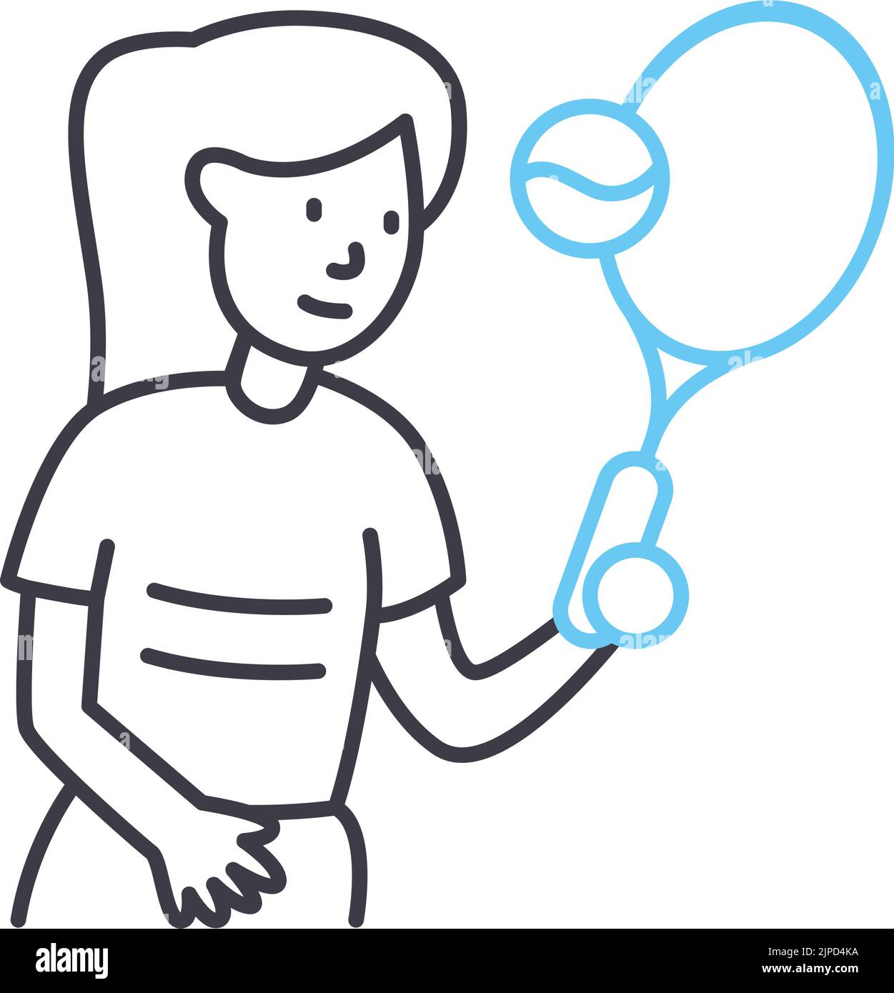 tennis player line icon, outline symbol, vector illustration, concept ...