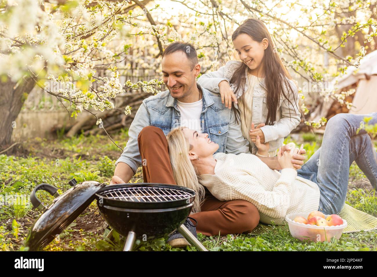 Barbecue family garden together generation party hi-res stock ...