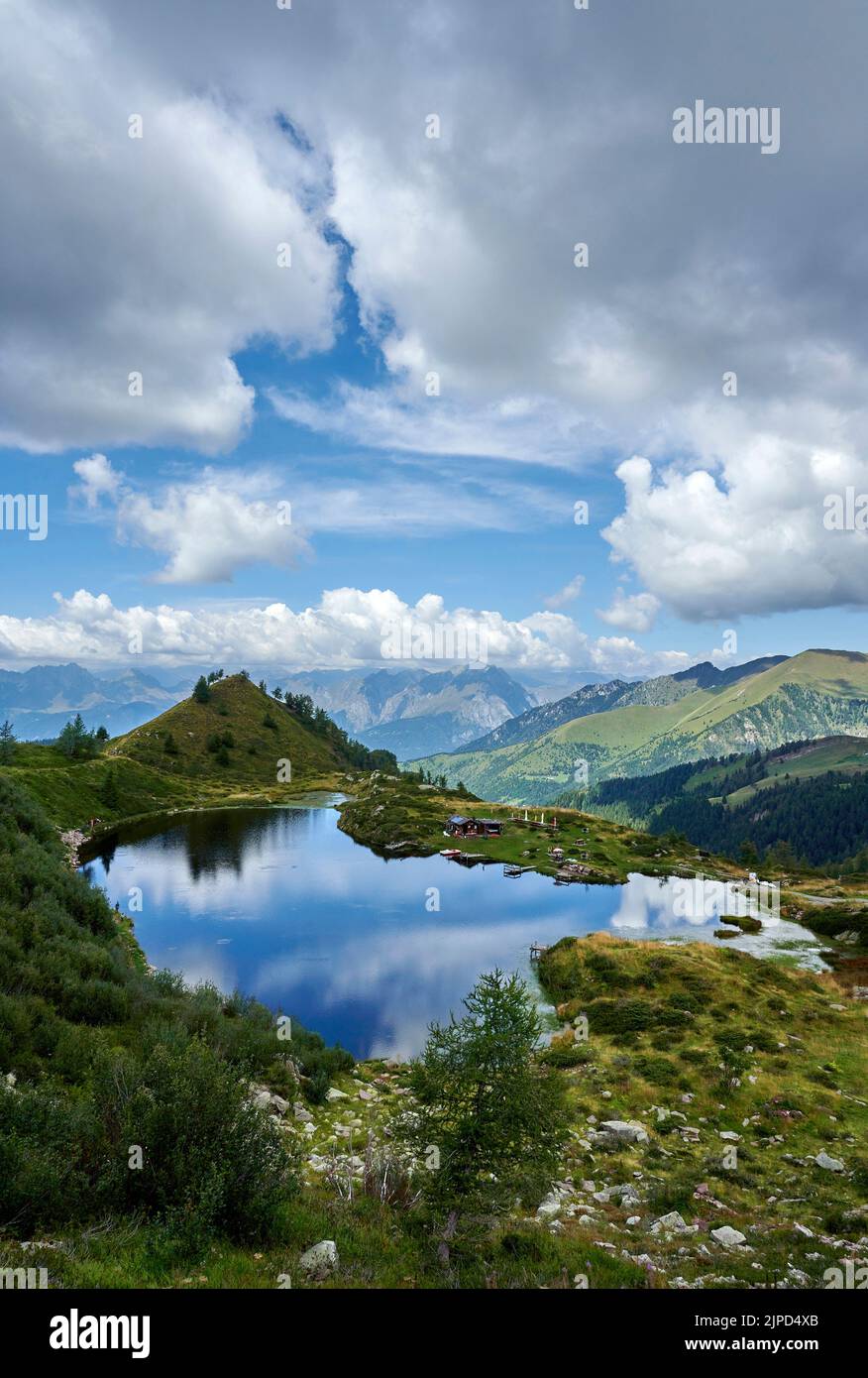 Crocedomini Pass (Bs), Italy, a landscape with the Laverna Lake Stock ...
