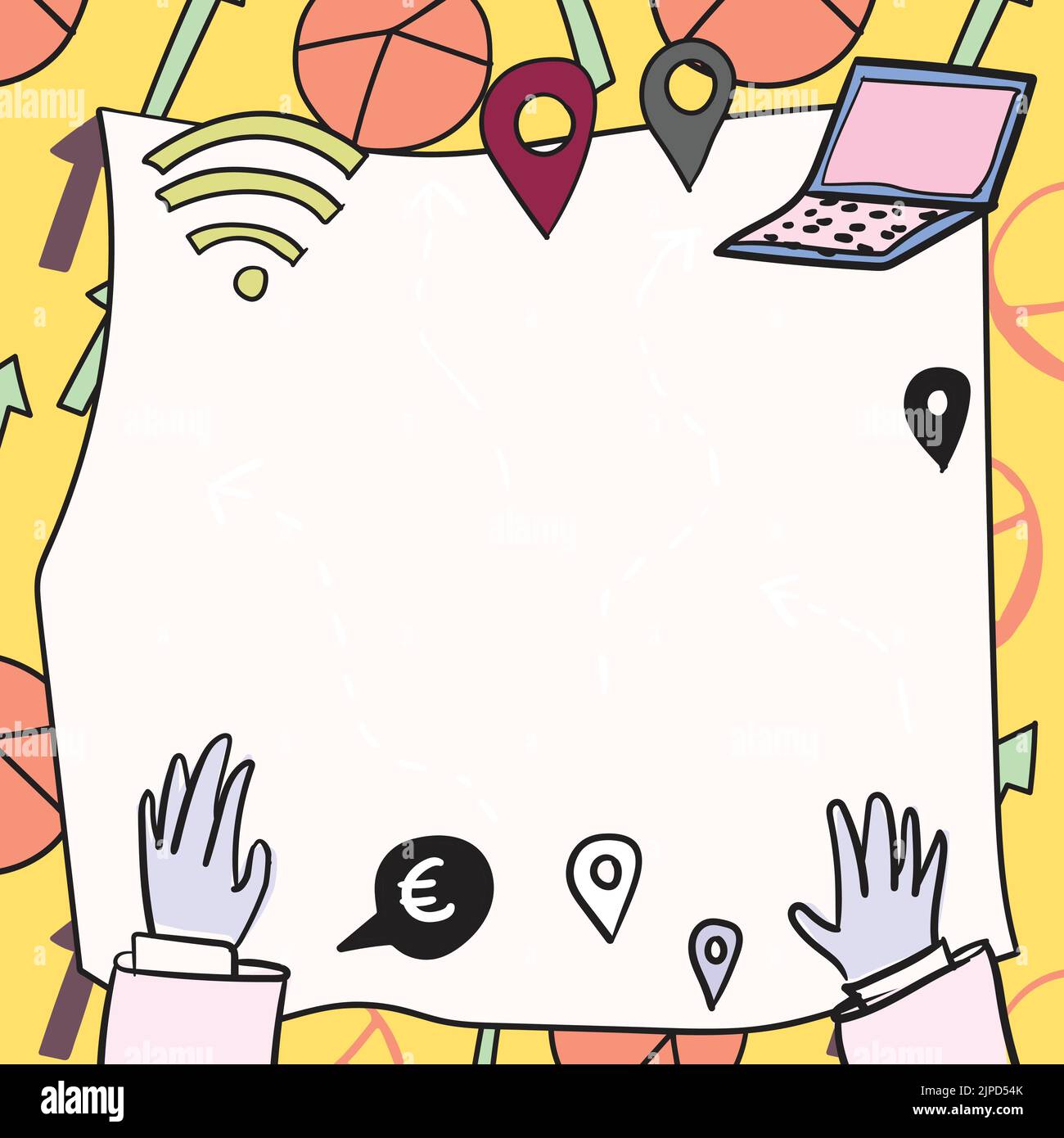 Hands On Blueprint With Routes, Ways And Navigation Marks With Internet ...