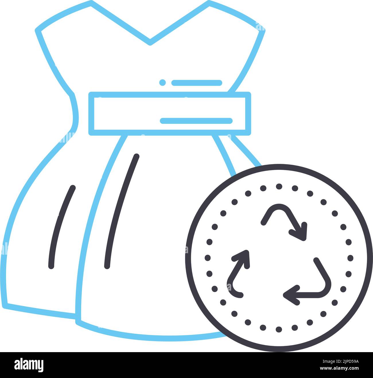 textile recycling line icon, outline symbol, vector illustration ...