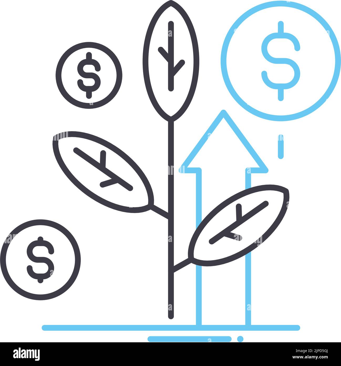 investment growth line icon, outline symbol, vector illustration ...