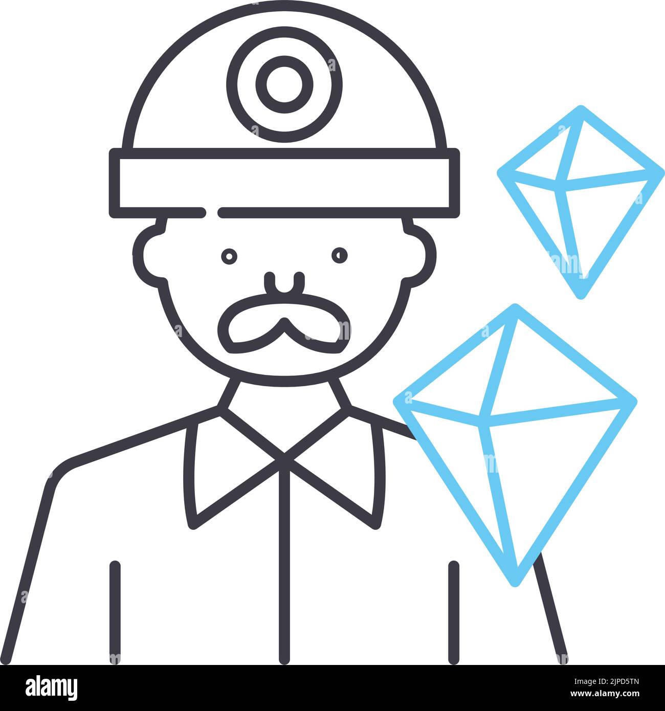 miner line icon, outline symbol, vector illustration, concept sign ...