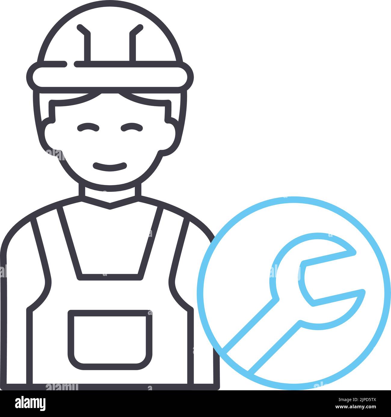 repair technician man line icon, outline symbol, vector illustration ... repair technician man line icon, outline symbol, vector illustration ...