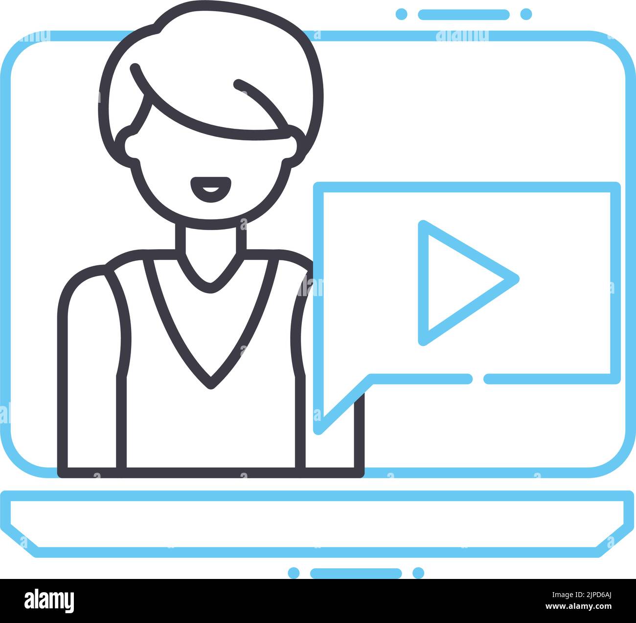 live streaming line icon, outline symbol, vector illustration, concept ...