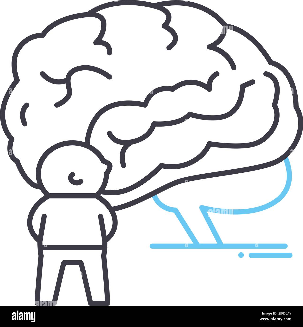 human brain line icon, outline symbol, vector illustration, concept ...