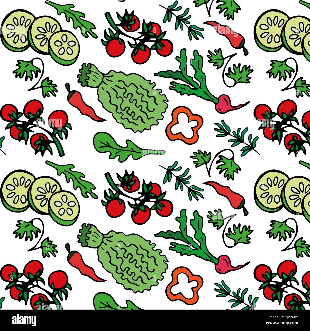 Vegetables colorful hand drawn doodle illustration on white Stock Photo ...