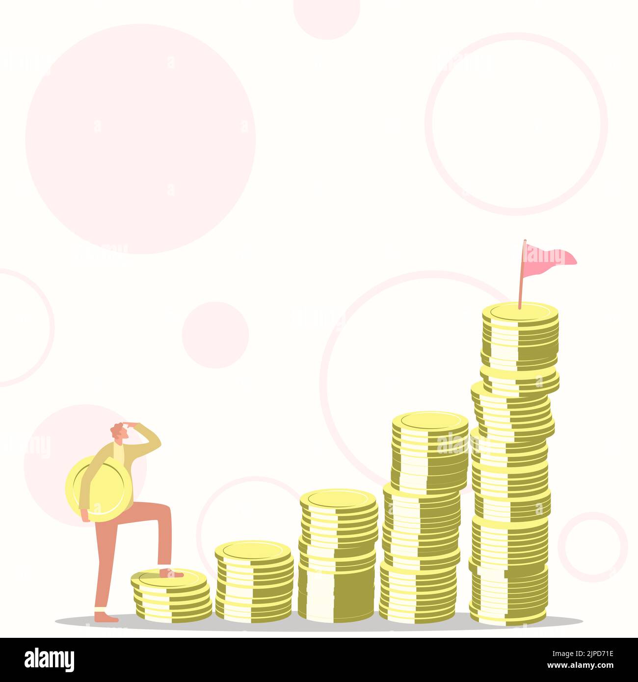 Gentleman Drawing Running Upwards On Stair Steps Of Coins Stock Vector ...