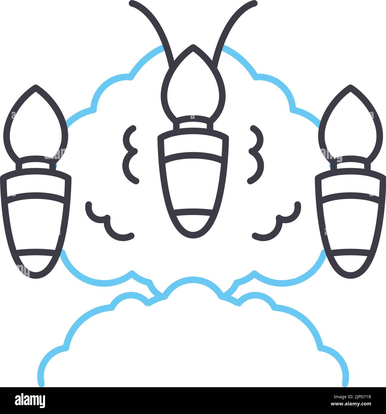 nuclear war line icon, outline symbol, vector illustration, concept ...
