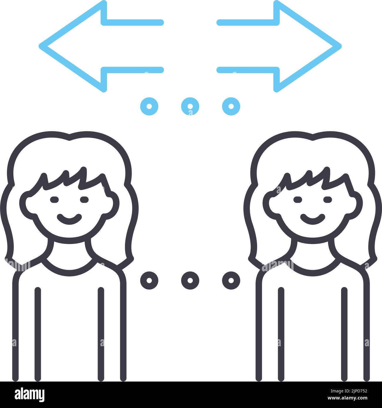 physical distancing line icon, outline symbol, vector illustration ...