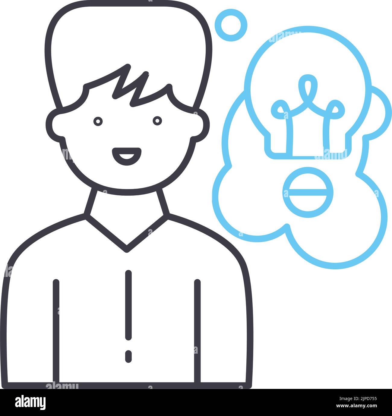 thought line icon, outline symbol, vector illustration, concept sign ...