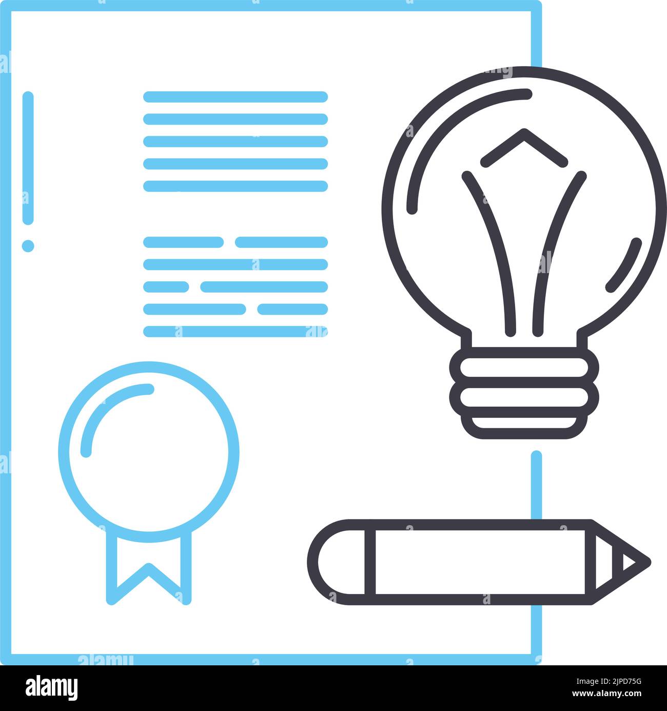 invention patent line icon, outline symbol, vector illustration ...