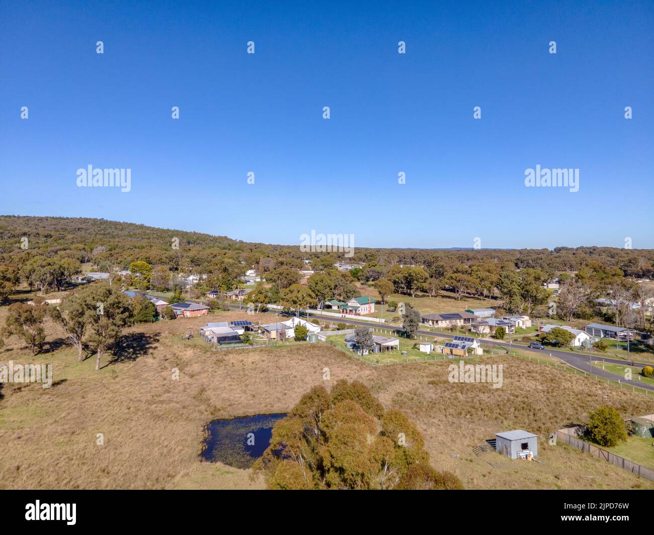 An aerial landscape of Emmaville town Stock Photo - Alamy