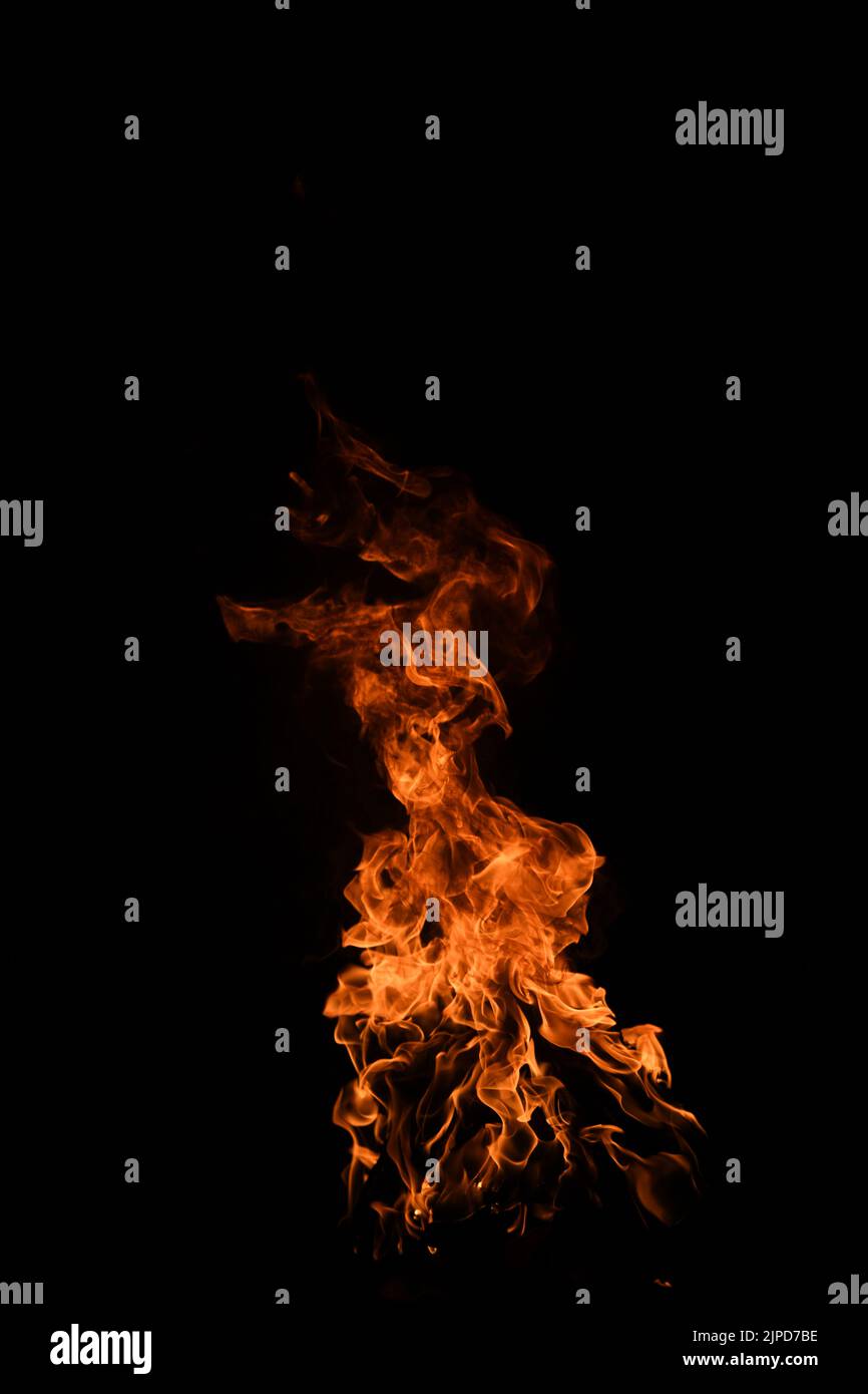 Texture of fire on a black background. Abstract fire flame background ...