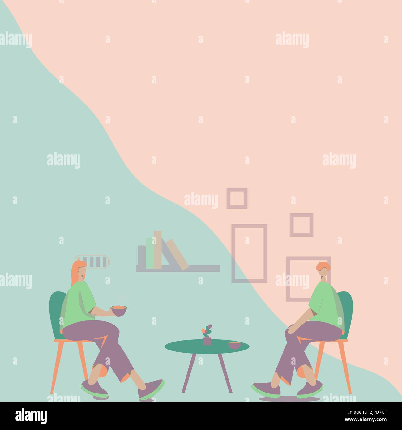 Two Colleagues Illustration Having Relaxed Conversations Stock Vector ...