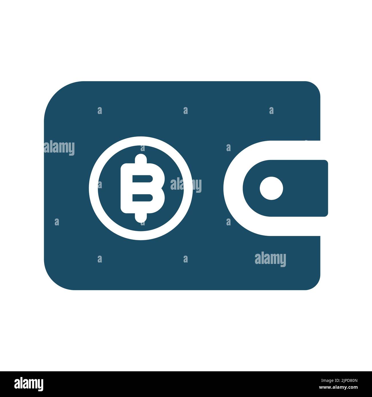 High quality dark blue flat bitcoin wallet icon.Block chain, digital ...
