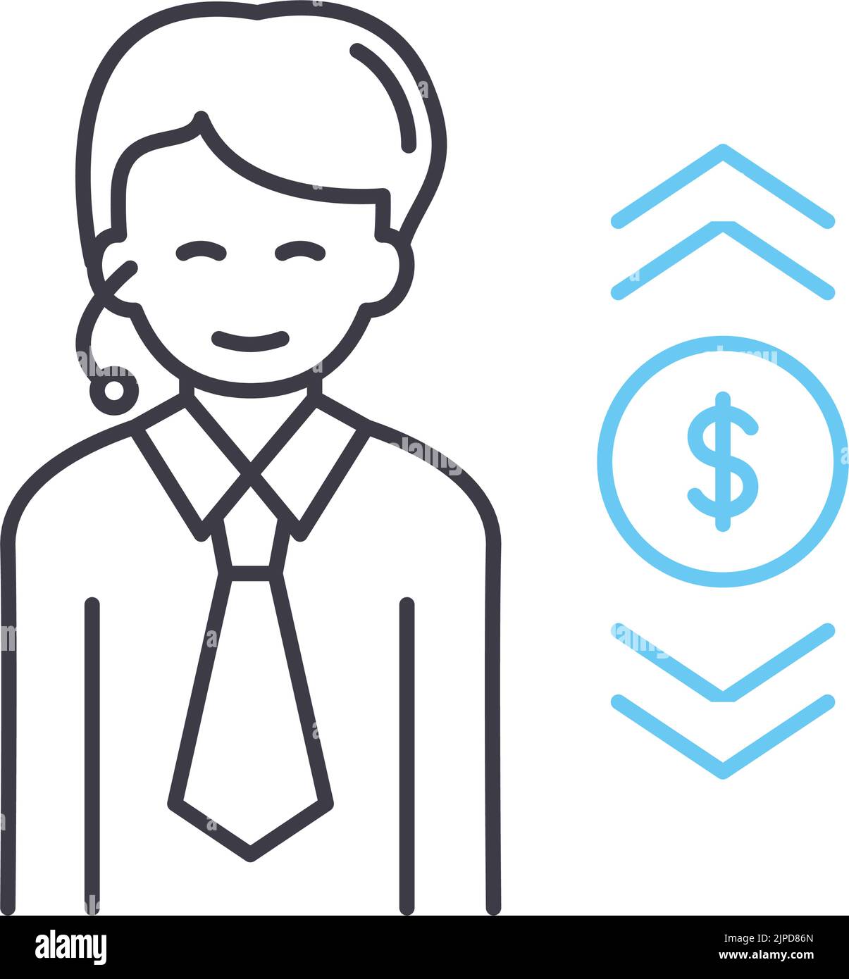 Wire Transfer Operator Line Icon Outline Symbol Vector Illustration