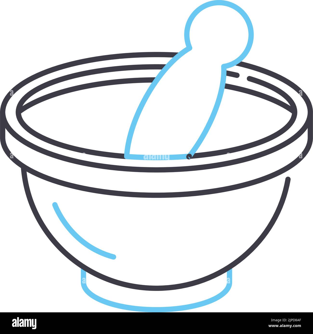 Mortar Pestle Line Icon Outline Symbol Vector Illustration Concept