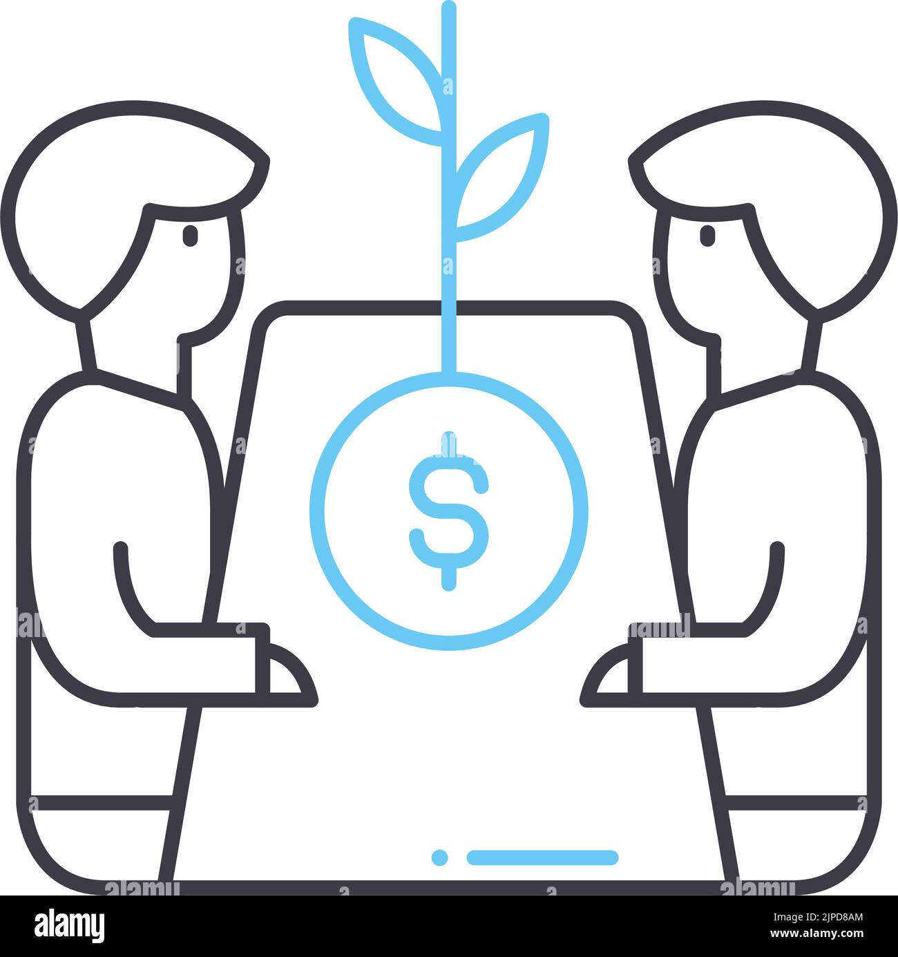 partnership business line icon, outline symbol, vector illustration ...
