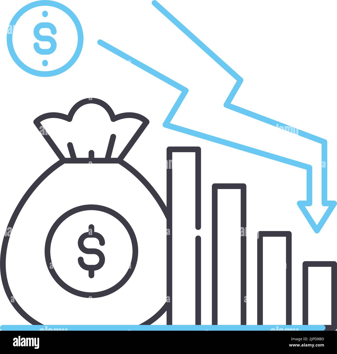 recession line icon, outline symbol, vector illustration, concept sign ...