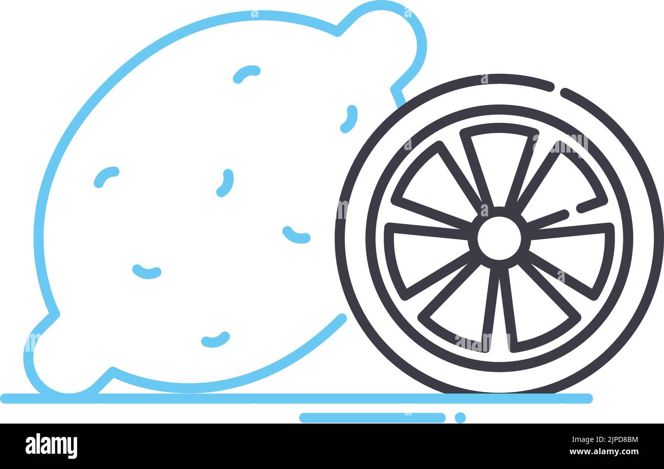 lemon sliced line icon, outline symbol, vector illustration, concept ...