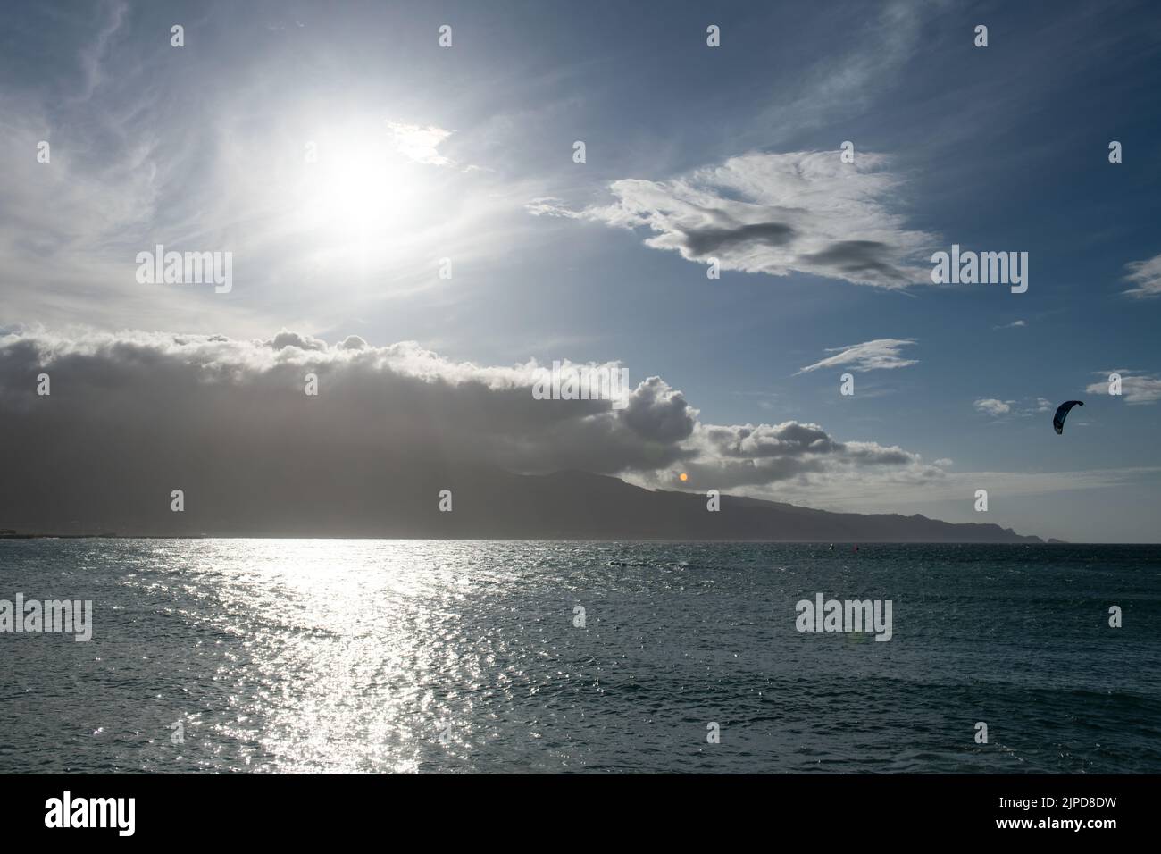 Travel summer vacation background, concept at beach with the sunny sky ...