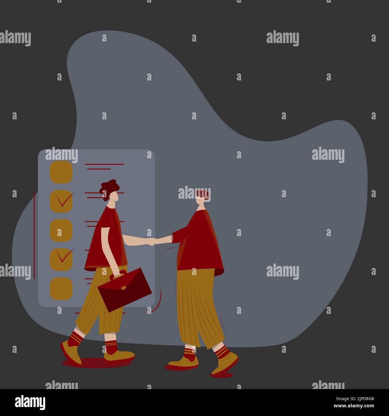 Two Men Drawing With Paper Background Shake Hands Presenting Agreement ...