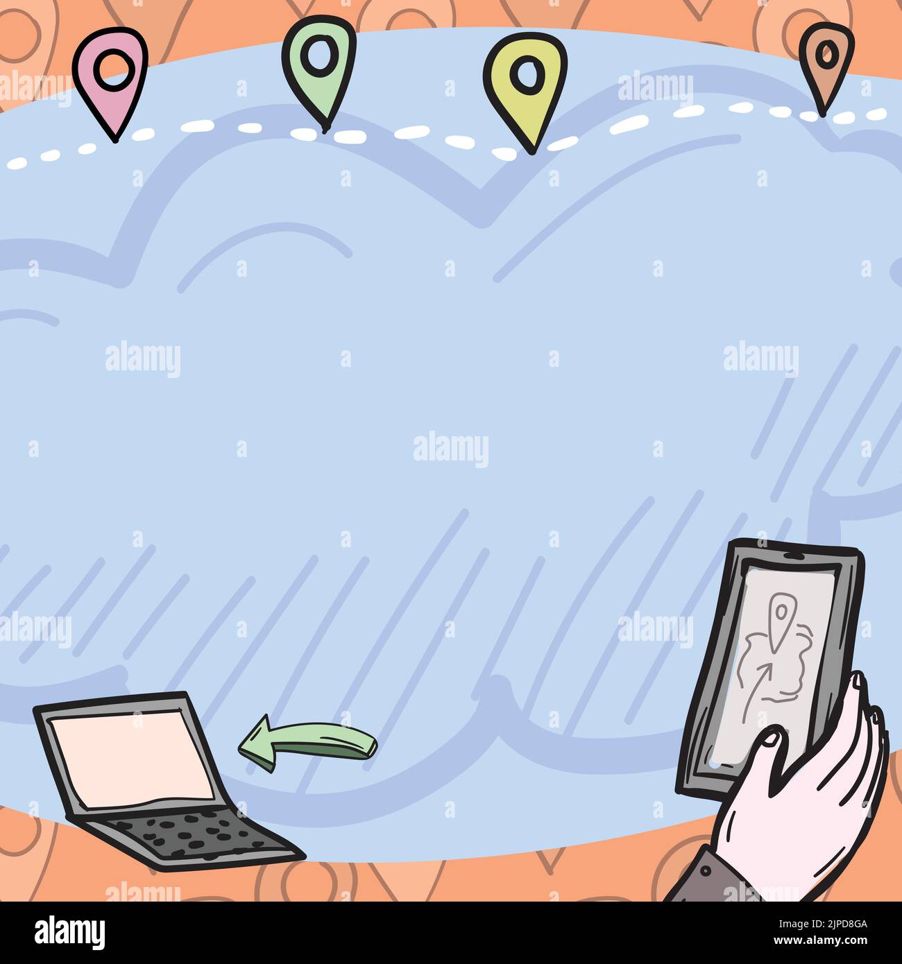 Hand Holding Smartphone Displaying Graphical Location Navigation Pin ...