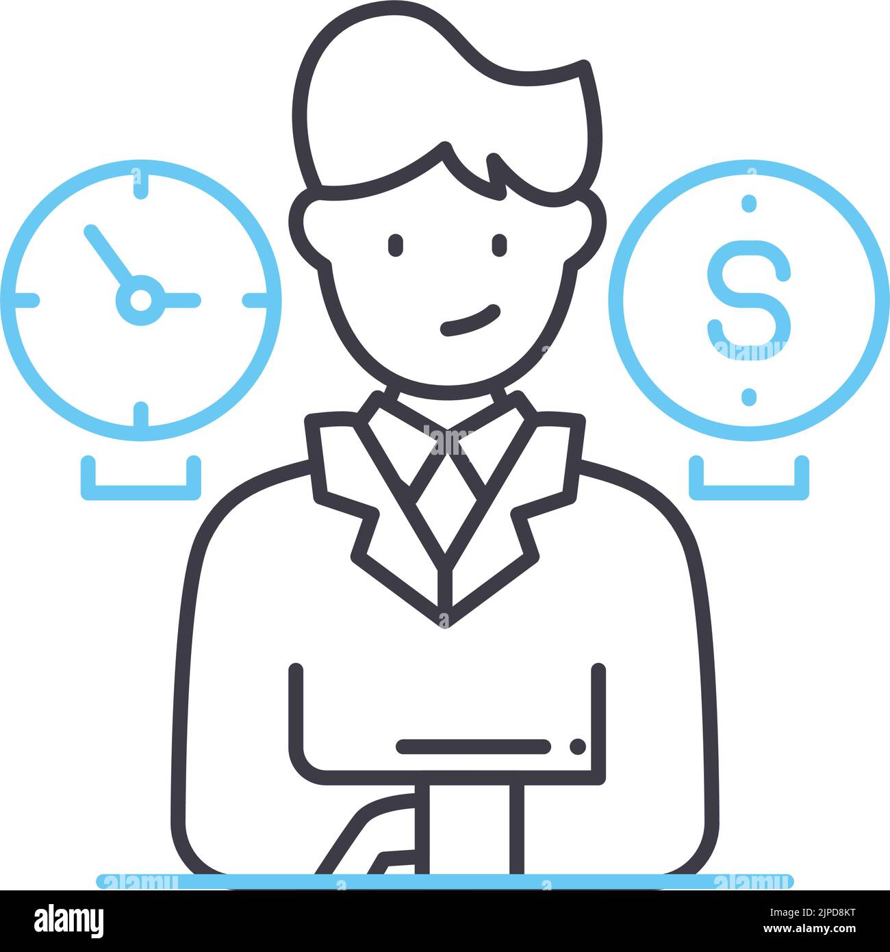 time efficiency line icon, outline symbol, vector illustration, concept ...