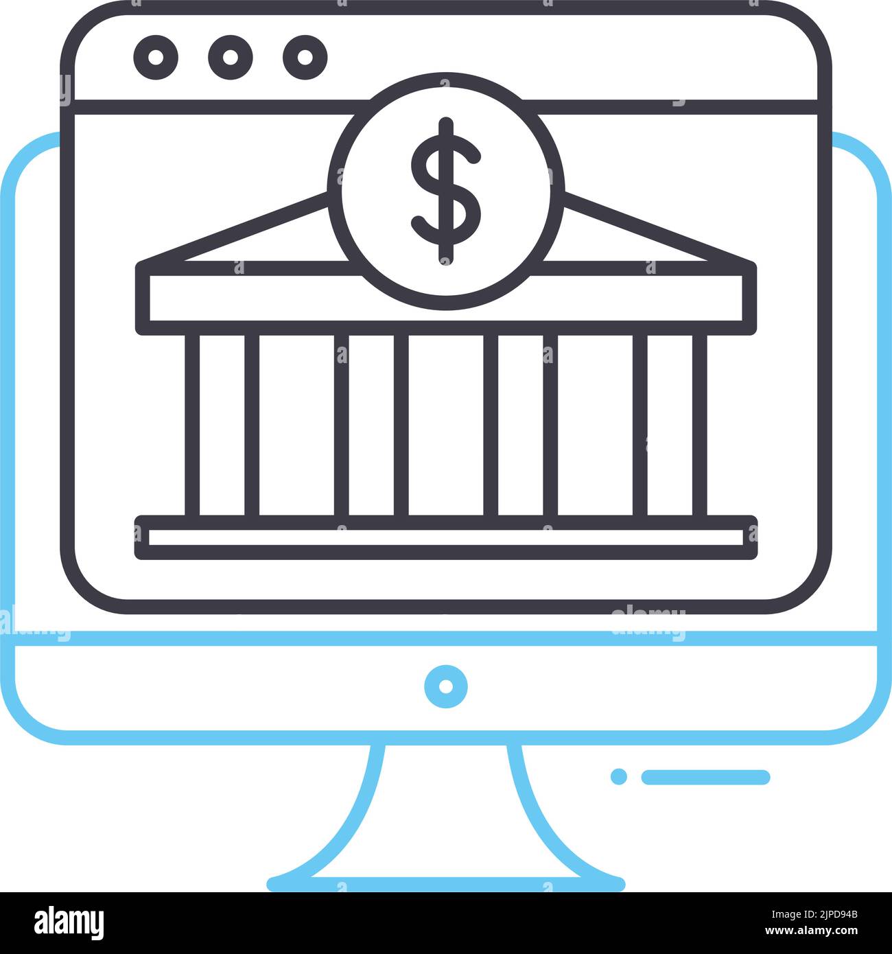 online bank line icon, outline symbol, vector illustration, concept ...