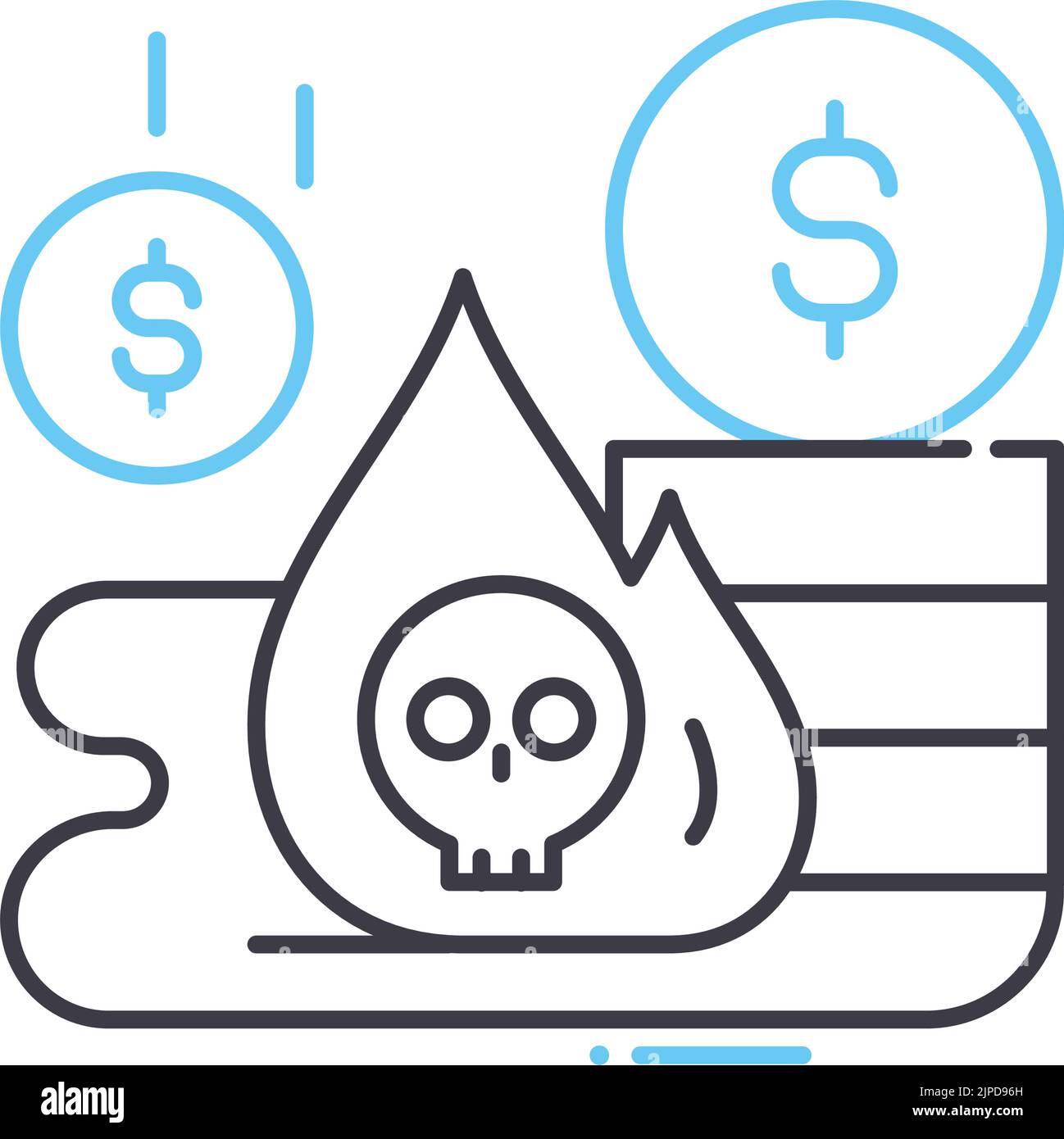 problem debt line icon, outline symbol, vector illustration, concept ...