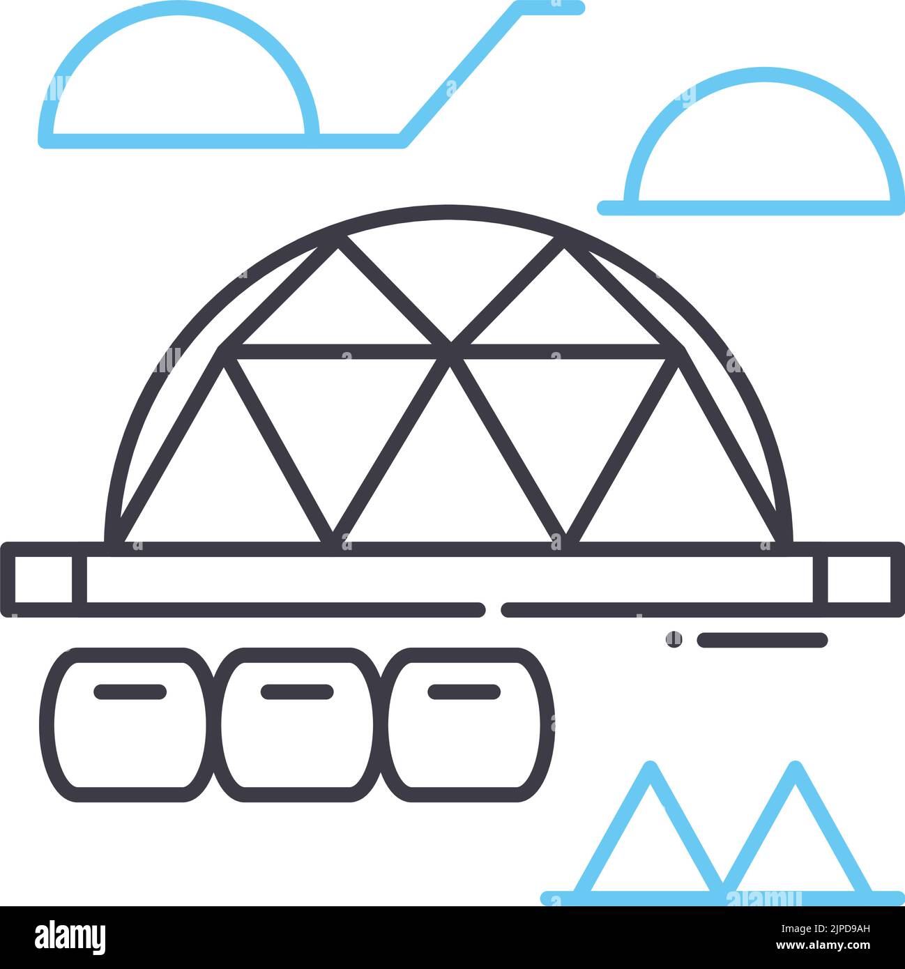 life dome planet base line icon, outline symbol, vector illustration ...