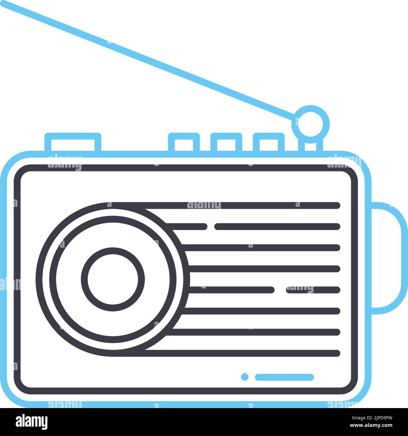 radio station line icon, outline symbol, vector illustration, concept ...