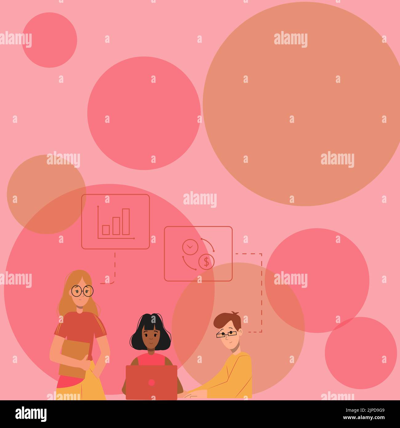 Three Collagues Illustration Practicing Hand Crafts Together Stock ...