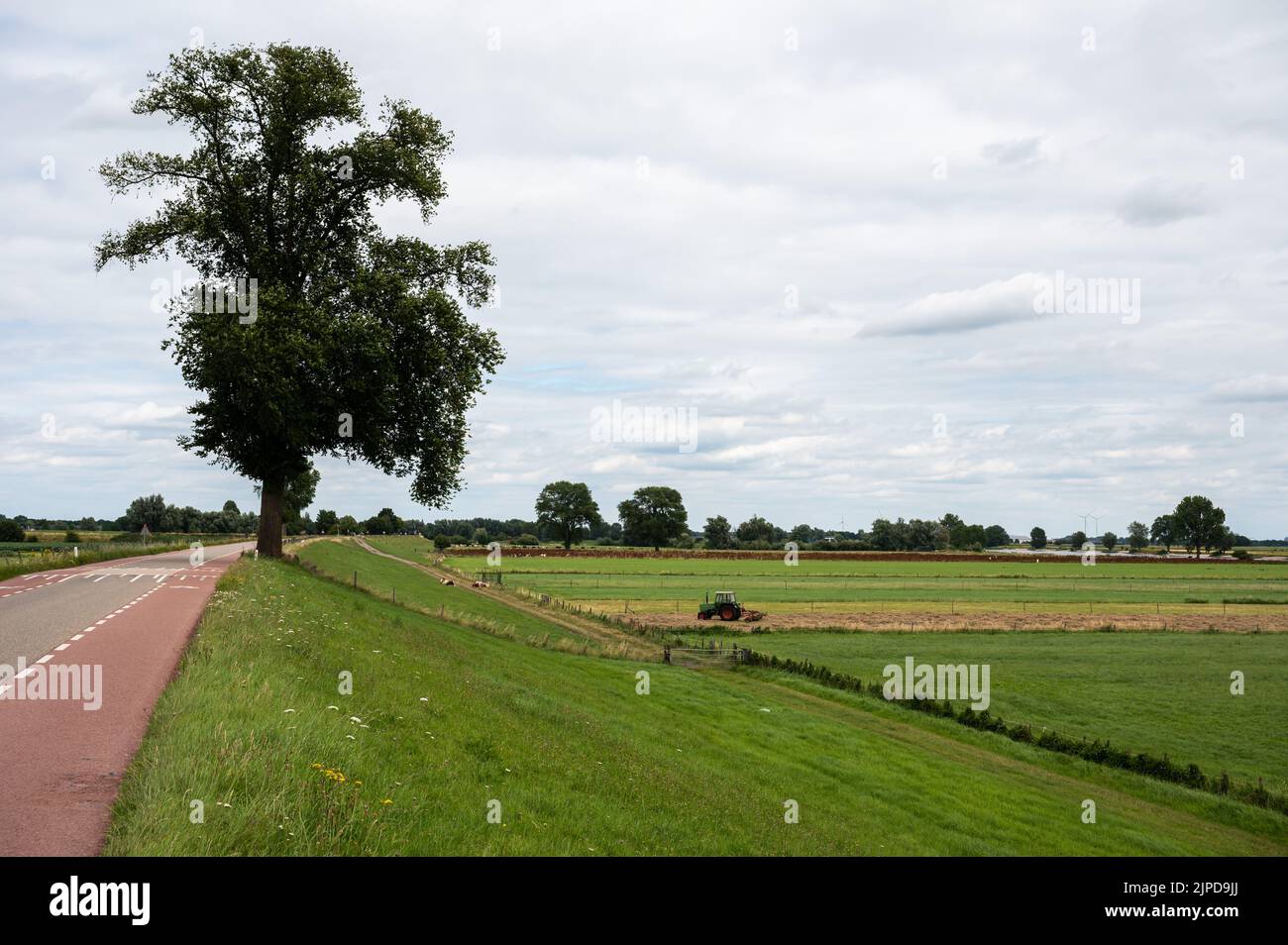 View over farmland and nature around the Ammerzoden nature reserve, The ...